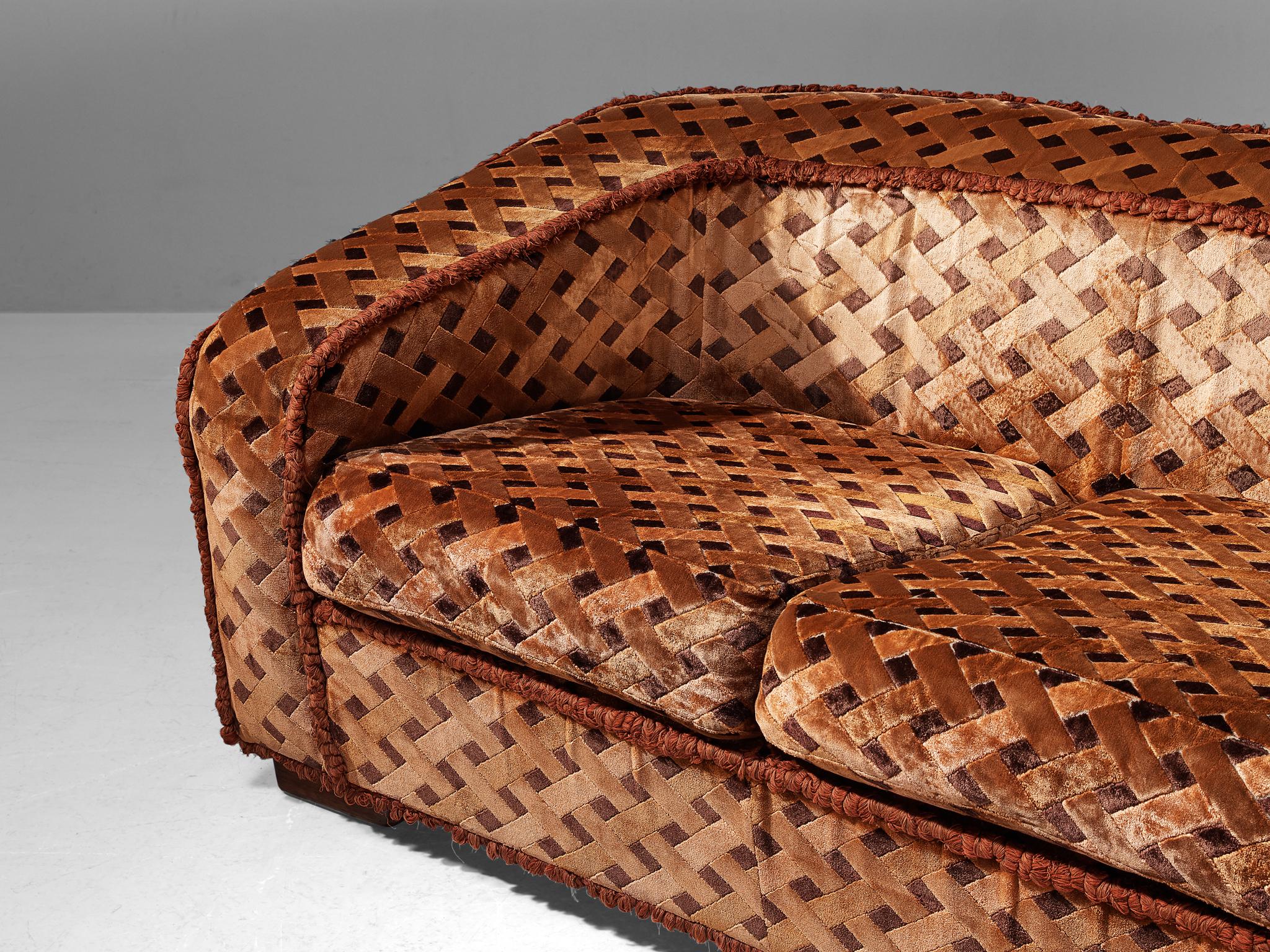 Italian Sofa in Copper Brown Patterned Velvet For Sale at 1stDibs ...