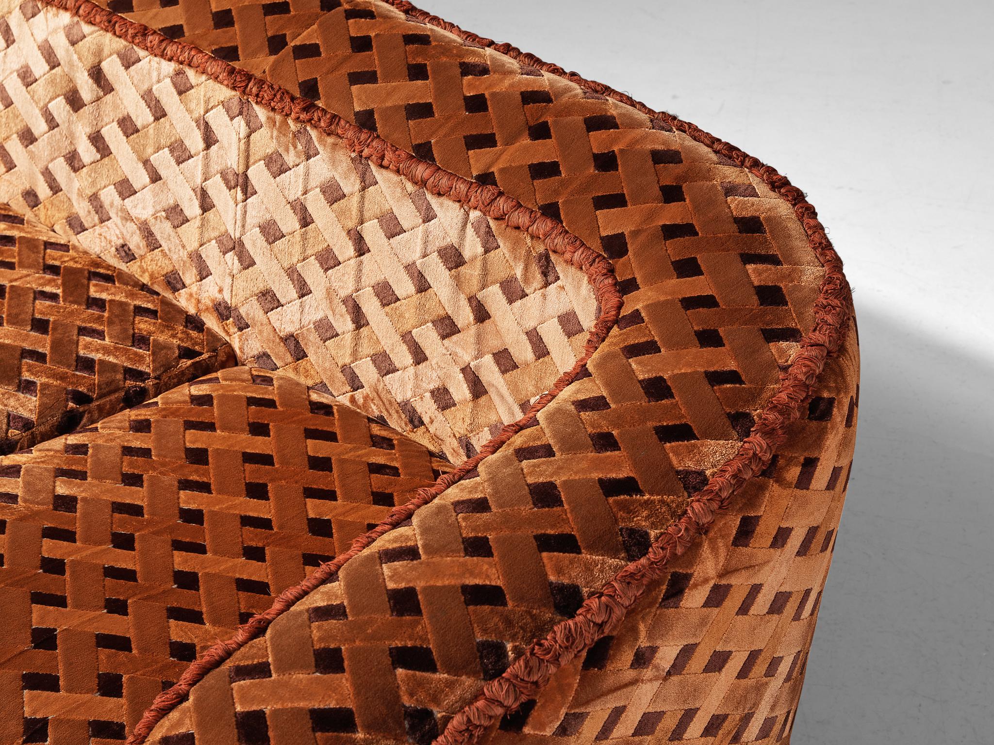 Italian Sofa in Copper Brown Patterned Velvet For Sale at 1stDibs ...