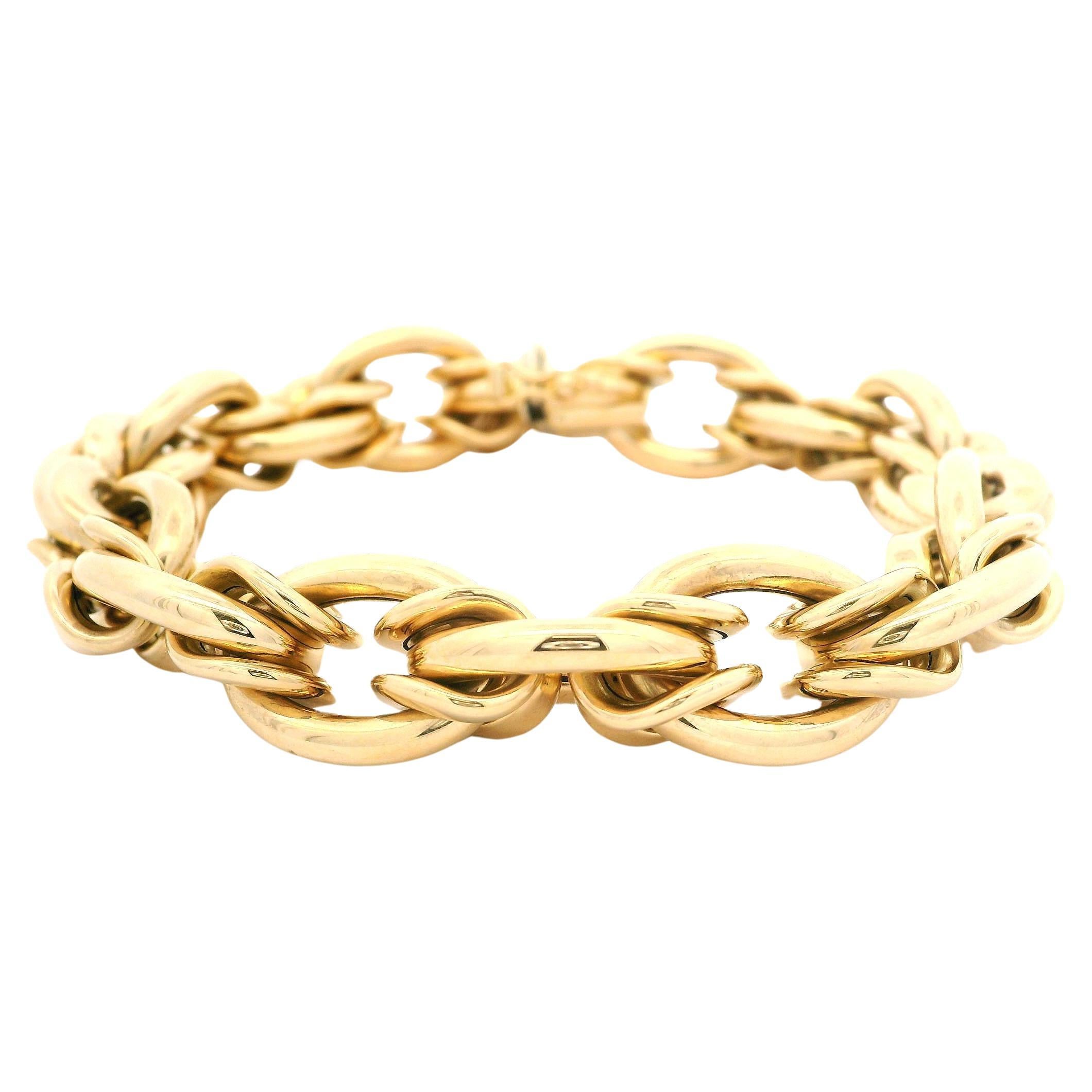 Italian Solid 14k Yellow Gold 6.5" Polished Interlocking Puffed Design ...