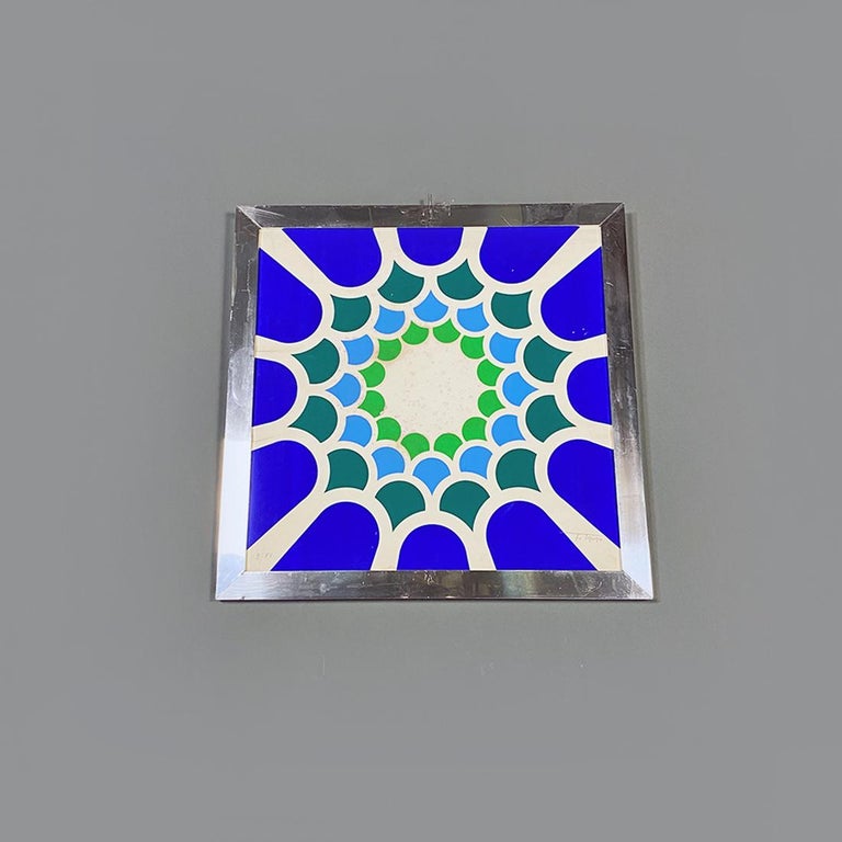 Italian space age chromed steel frame with optical abstract design ...