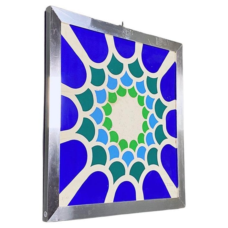 Italian space age chromed steel frame with optical abstract design ...