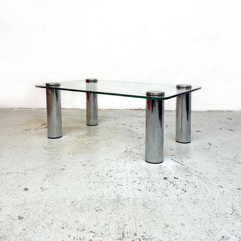 Italian Space Age Glass And Steel Tray Table 1970s For Sale At 1stdibs