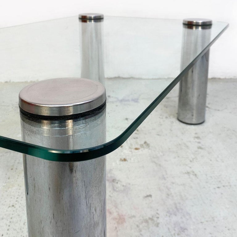 Italian Space Age Glass And Steel Tray Table 1970s For Sale At 1stdibs