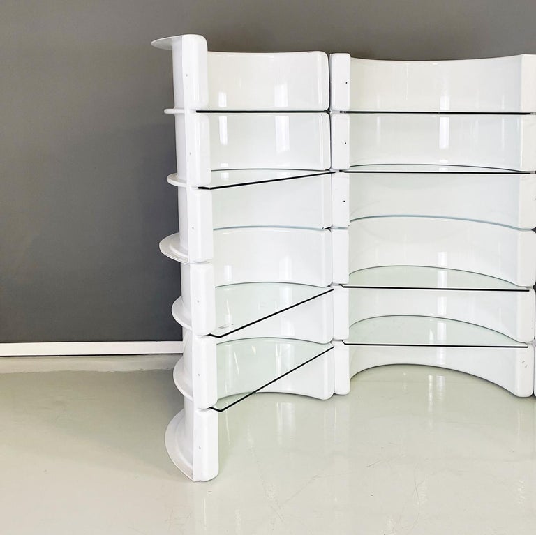 Italian Space Age Modular Bookcase in White Fiberglass Glass by ...