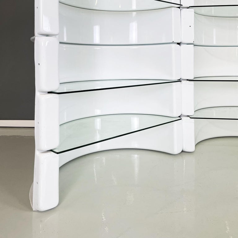 Italian Space Age Modular Bookcase in White Fiberglass Glass by ...