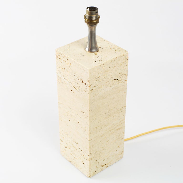 Italian Square Column Travertine Lamp, 1960 at 1stDibs