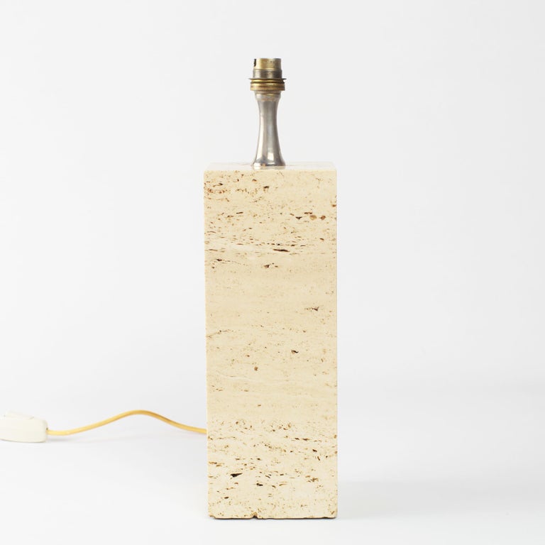 Italian Square Column Travertine Lamp, 1960 at 1stDibs