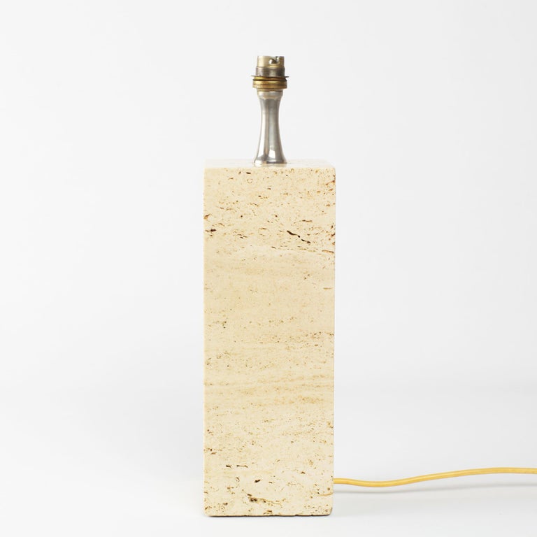 Italian Square Column Travertine Lamp, 1960 at 1stDibs