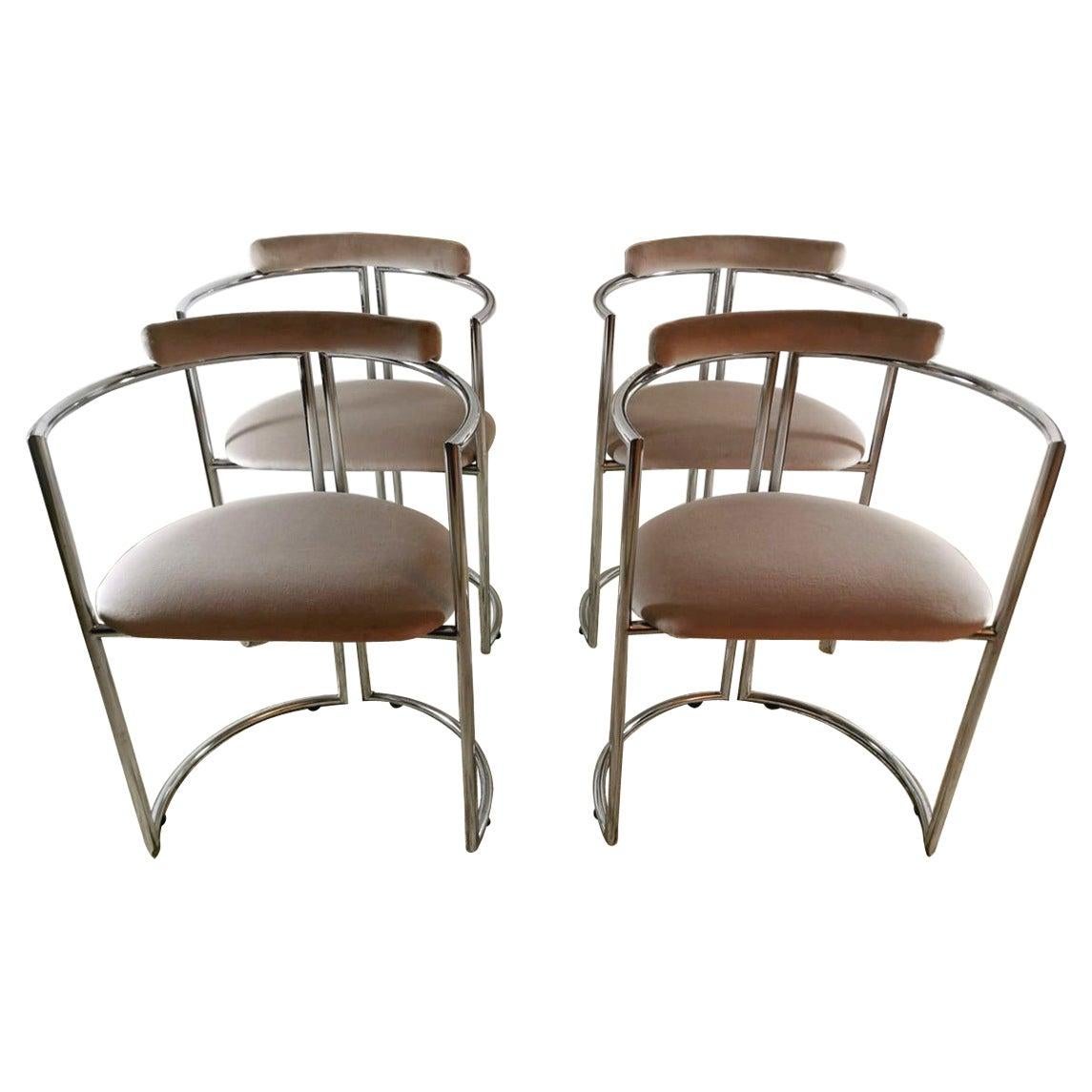 Set of 4 Italian Steel Chairs For Sale at 1stDibs