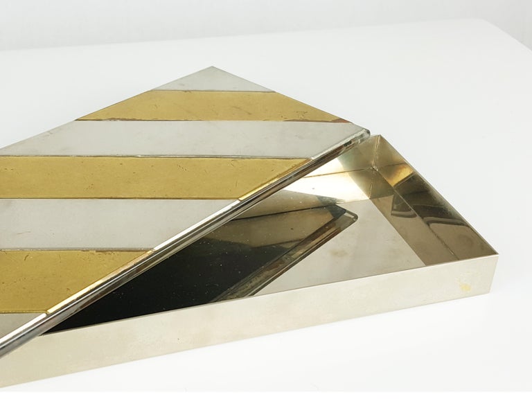 Italian Steel and Brass 1970s Decorative Box For Sale at 1stDibs