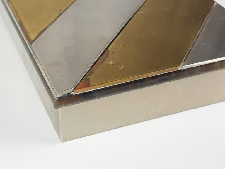 Italian Steel and Brass 1970s Decorative Box For Sale at 1stDibs