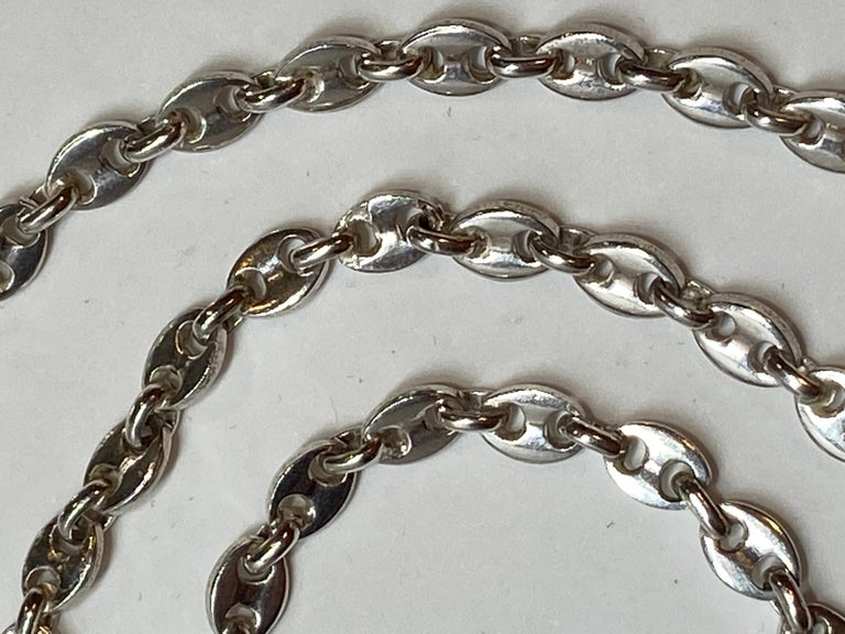 Italian Sterling Silver Gucci-Style Heavy Chain-Link Necklace For Sale ...