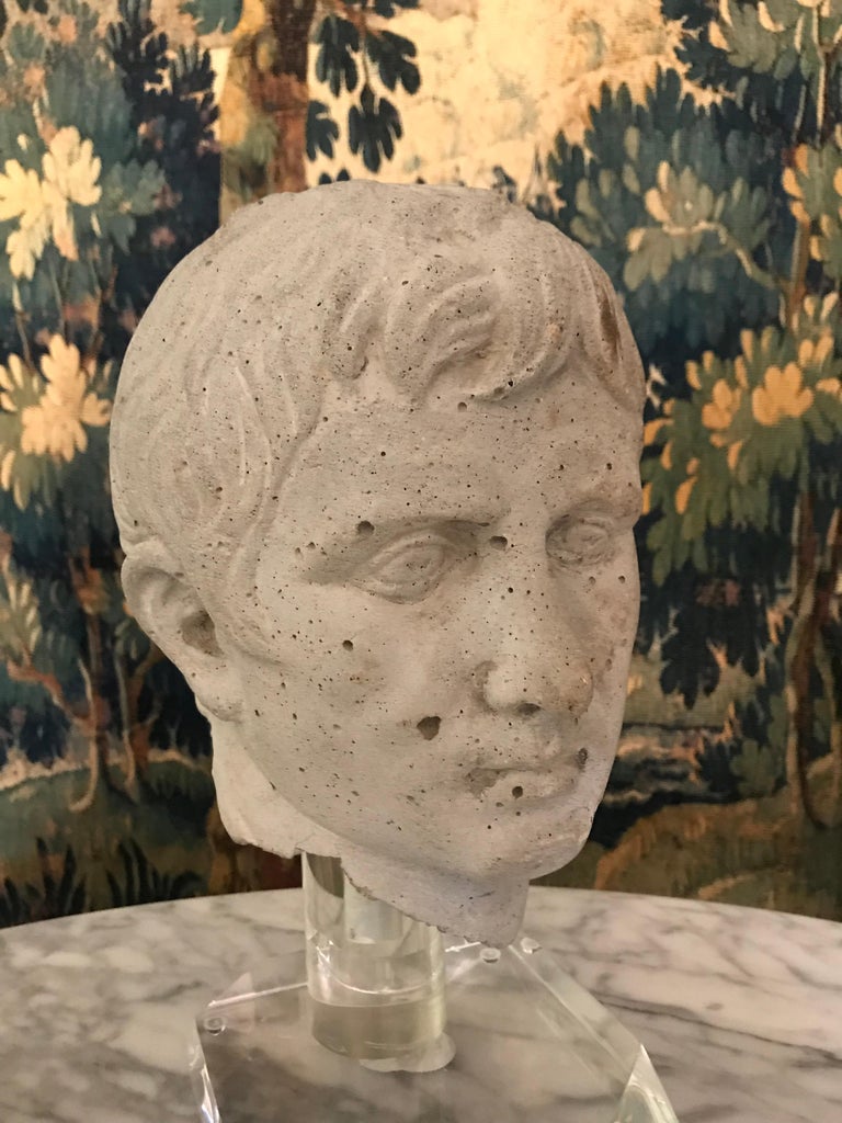 Italian Stone Bust of Augustus Caesar, on Acrylic Base For Sale at 1stDibs