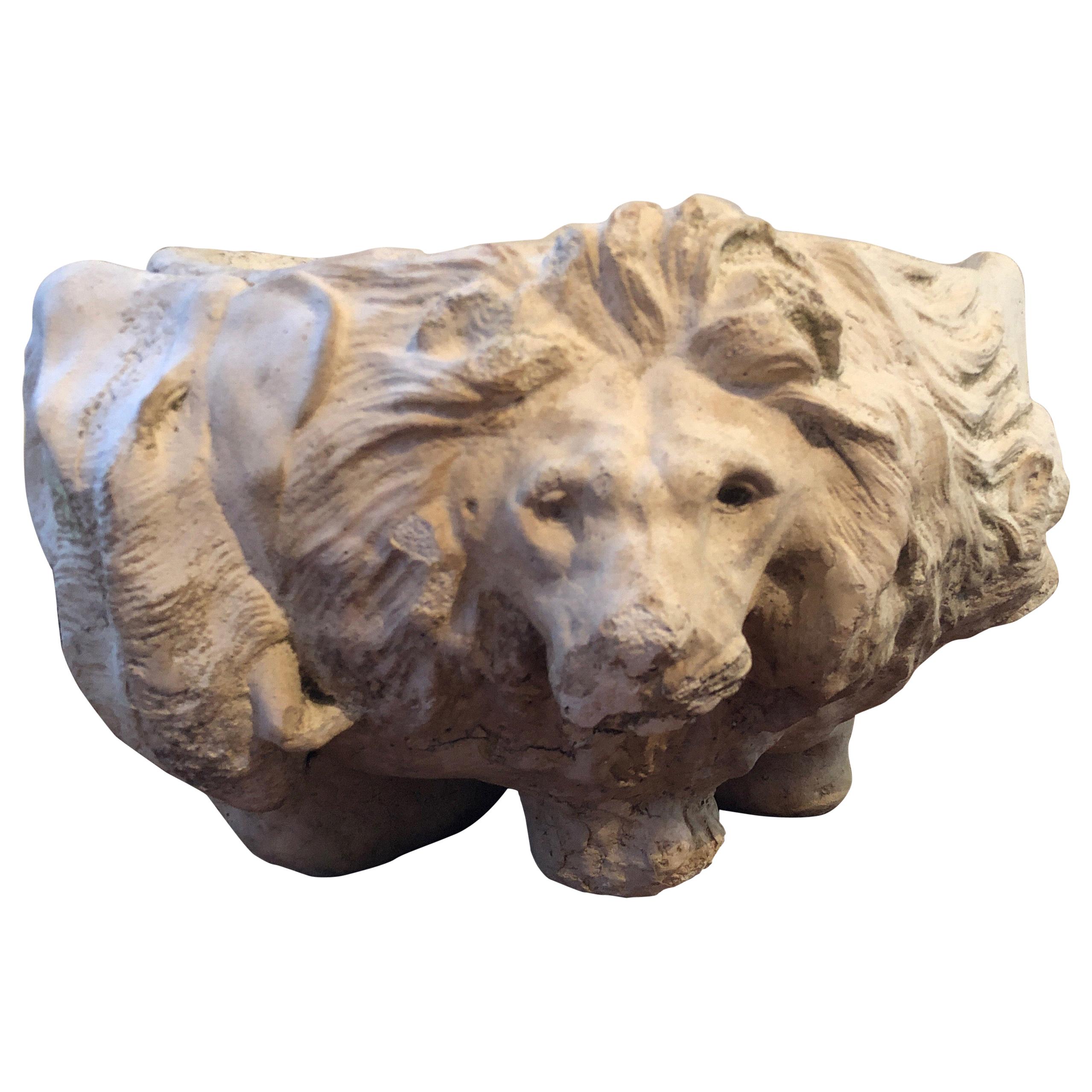 Italian Stone Garden Urn/Planter/Jardinière with Lion and Animal Faces ...