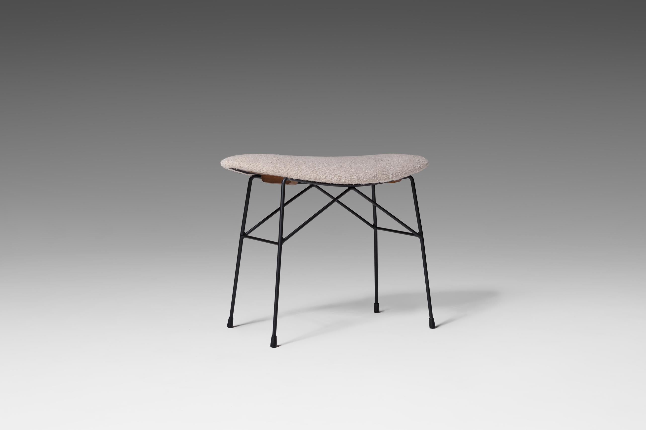 Italian Stool by Pizzetti with Bouclé Seating, 1960s at 1stDibs