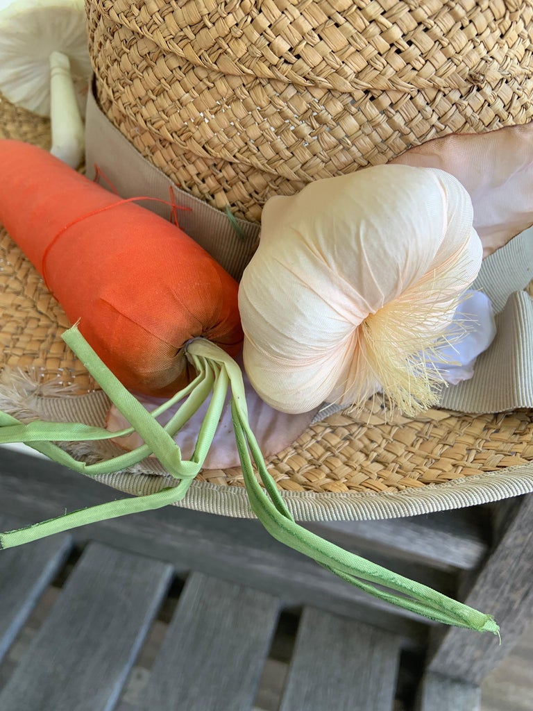 Italian Straw Hat with Silk Vegetables Retailed by Bloomingdale's For ...