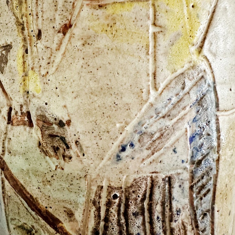 Italian Studio Pottery Figural Decorated Vase in the Manner of Fantoni ...