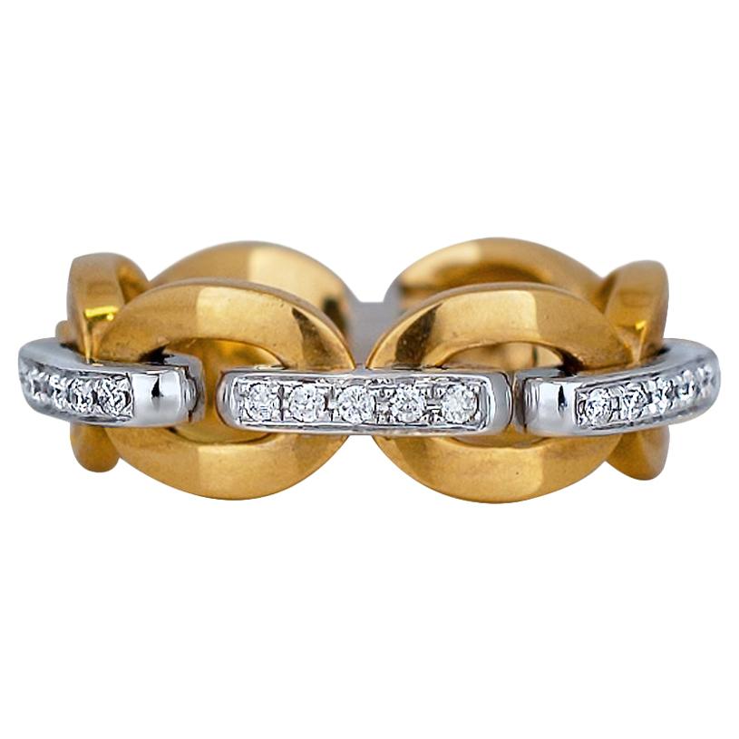 18 Karat Yellow Gold and Diamond Mariner Link Style Ring For Sale at ...