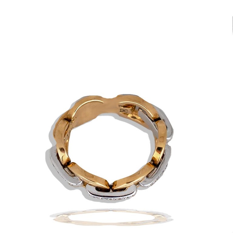 Italian Style 18 Karat Diamond Link Ring For Sale at 1stDibs