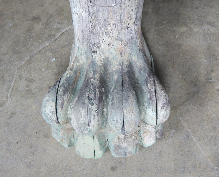 Italian Style Painted Lion Paw Tripod Table with Mirrored Top at 1stDibs