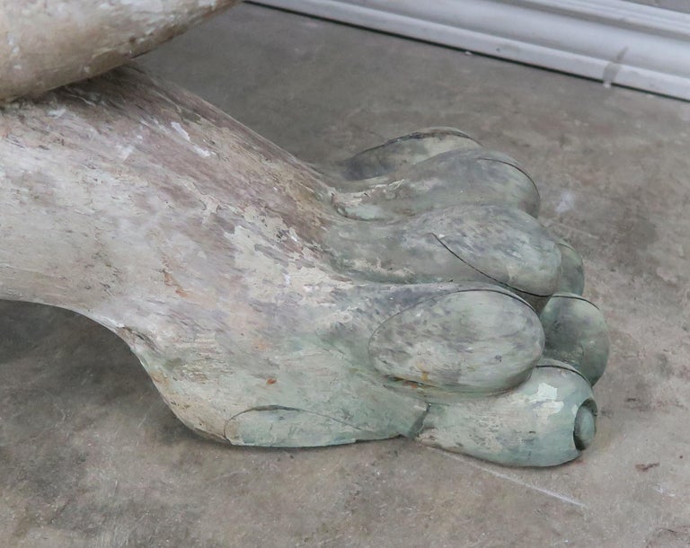 Italian Style Painted Lion Paw Tripod Table with Mirrored Top at 1stDibs