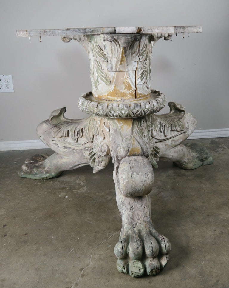 Italian Style Painted Lion Paw Tripod Table with Mirrored Top at 1stDibs