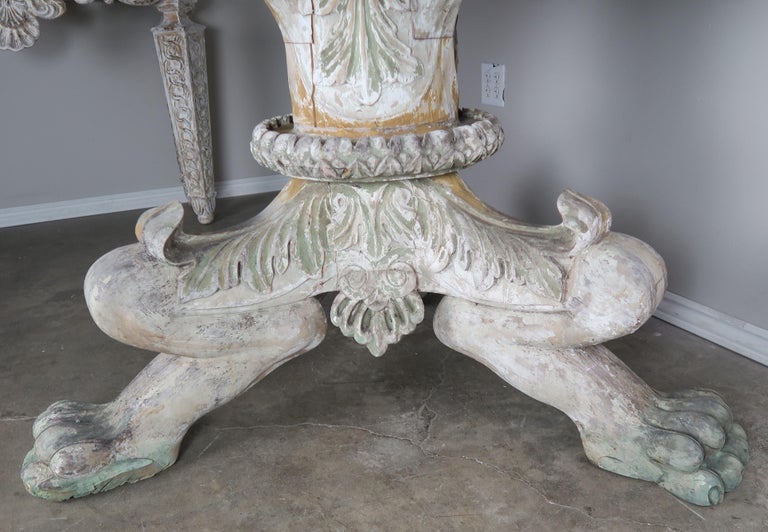 Italian Style Painted Lion Paw Tripod Table with Mirrored Top at 1stDibs