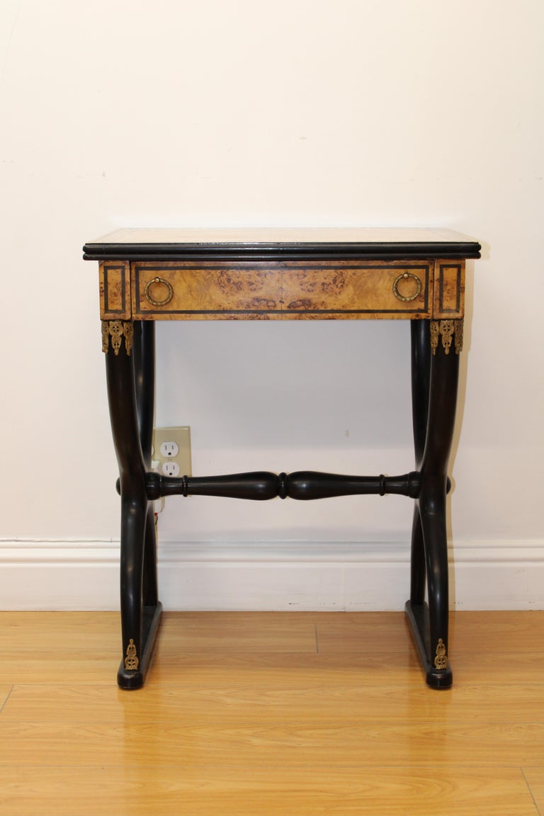 Italian Style Side Tables w/ Drawers and Brass Mounts For Sale at 1stDibs
