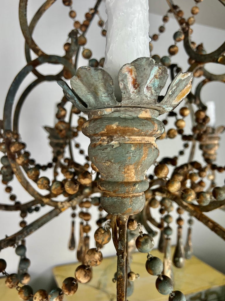 Italian Style Wood and Iron Painted Chandelier by MLA For Sale at 1stDibs
