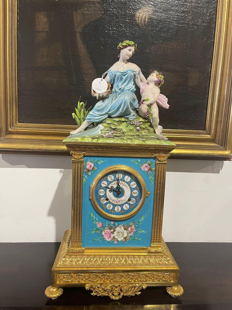 Italian Table Clock 20th Century in Capodimonte Porcelain by Tiche For ...