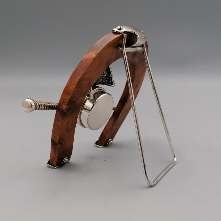 Italian Table Clock in 800 Silver and Wood Depicting Polo Game ...