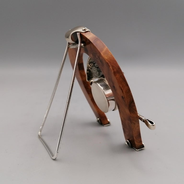 Italian Table Clock in 800 Silver and Wood Depicting Polo Game ...