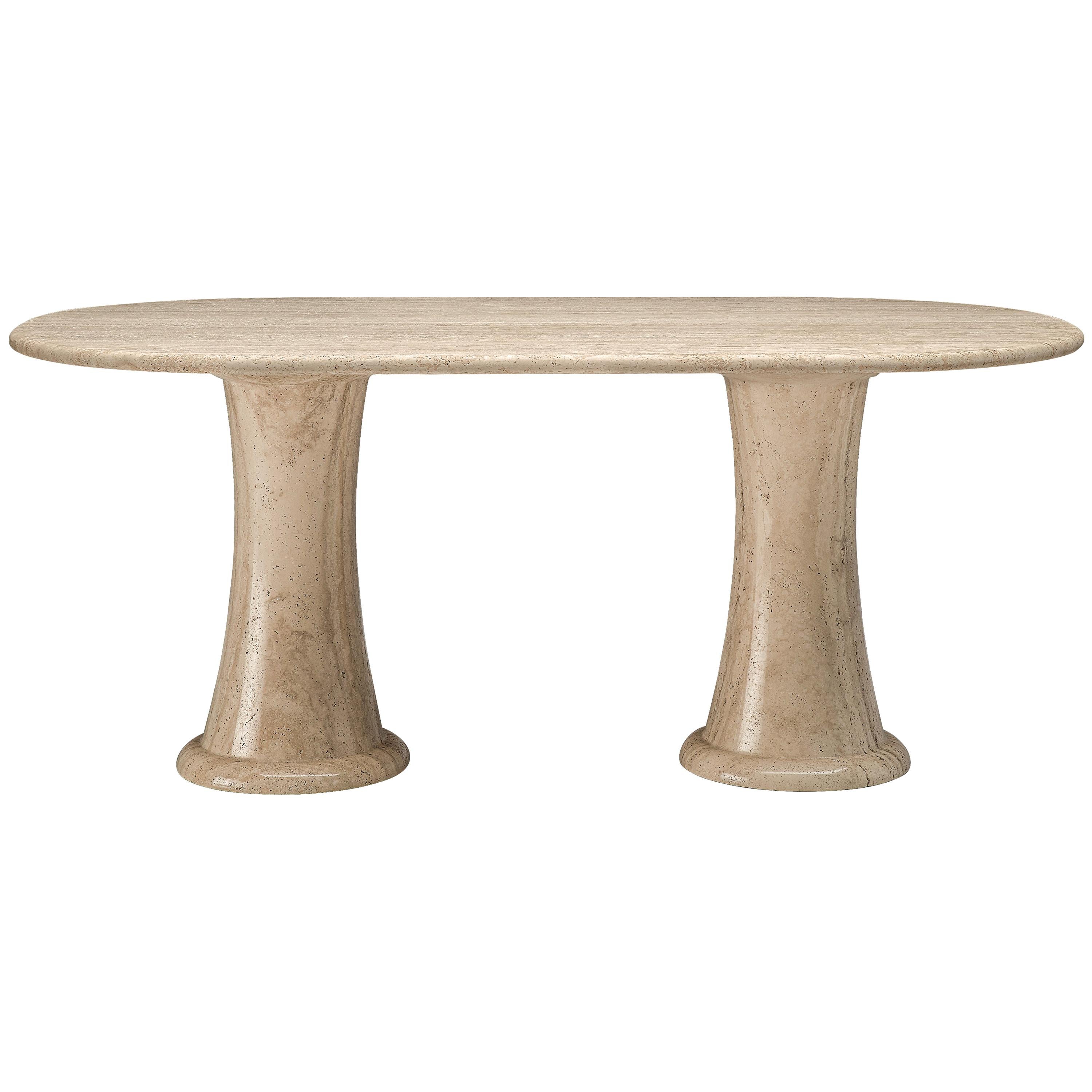 Italian Table in Travertine with Oval Top For Sale at 1stDibs