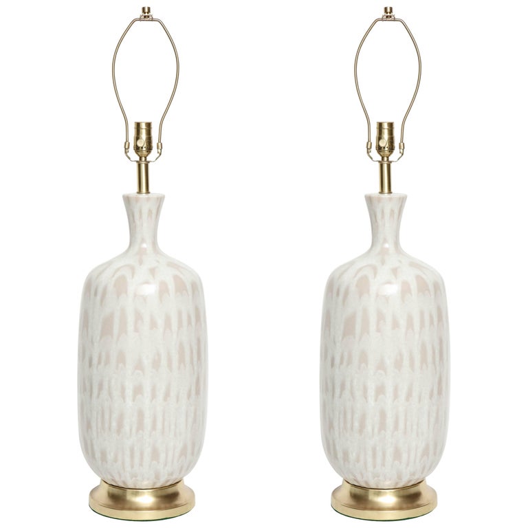 Italian Tan and White Ceramic Lamps at 1stDibs