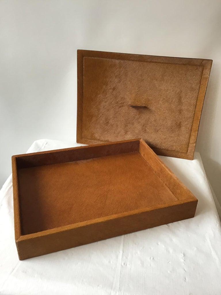 Italian Tan Hide Box by B. Home Interiors 'Giobagnara' For Sale at 1stDibs