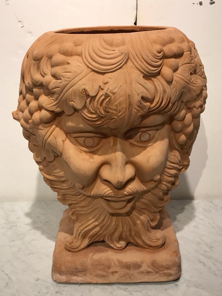 Italian Terracotta Bacchus Motif Planter, with Spigot For Sale at 1stDibs