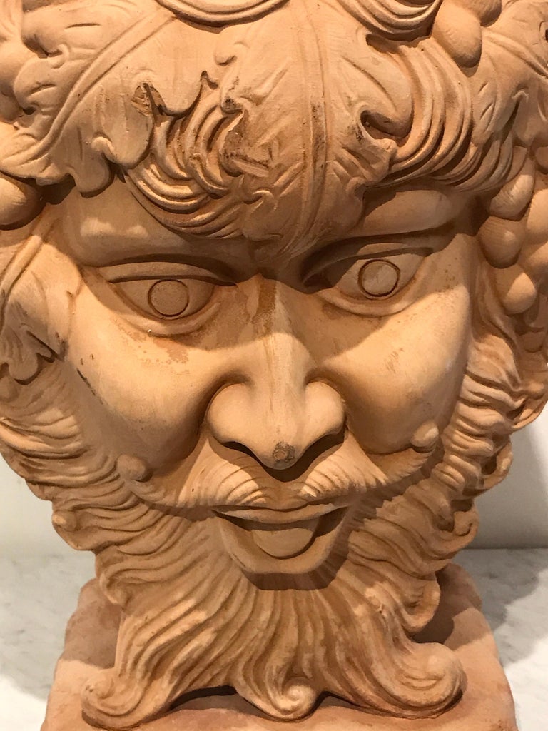 Italian Terracotta Bacchus Motif Planter, with Spigot For Sale at 1stDibs