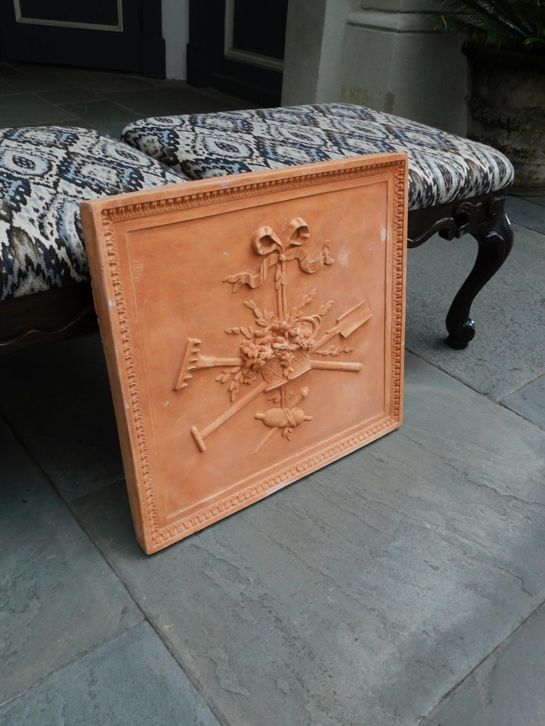 Italian Terracotta Garden Wall Hanging with Central Ribbon Flower ...