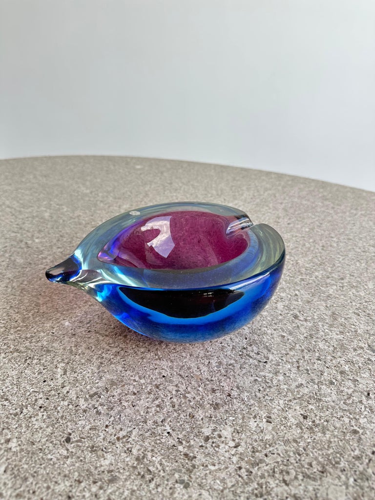 Italian Thick Murano Glass Ashtray For Sale at 1stDibs