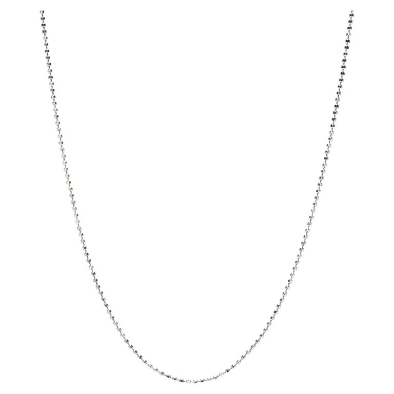 Italian Thin Bead Chain, 14k White Gold, Thin Pendant Chain For Sale at ...