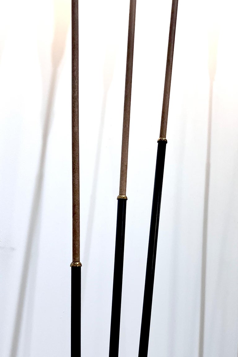 Italian three head floor lamp, frosted torchiere shade set on white ...