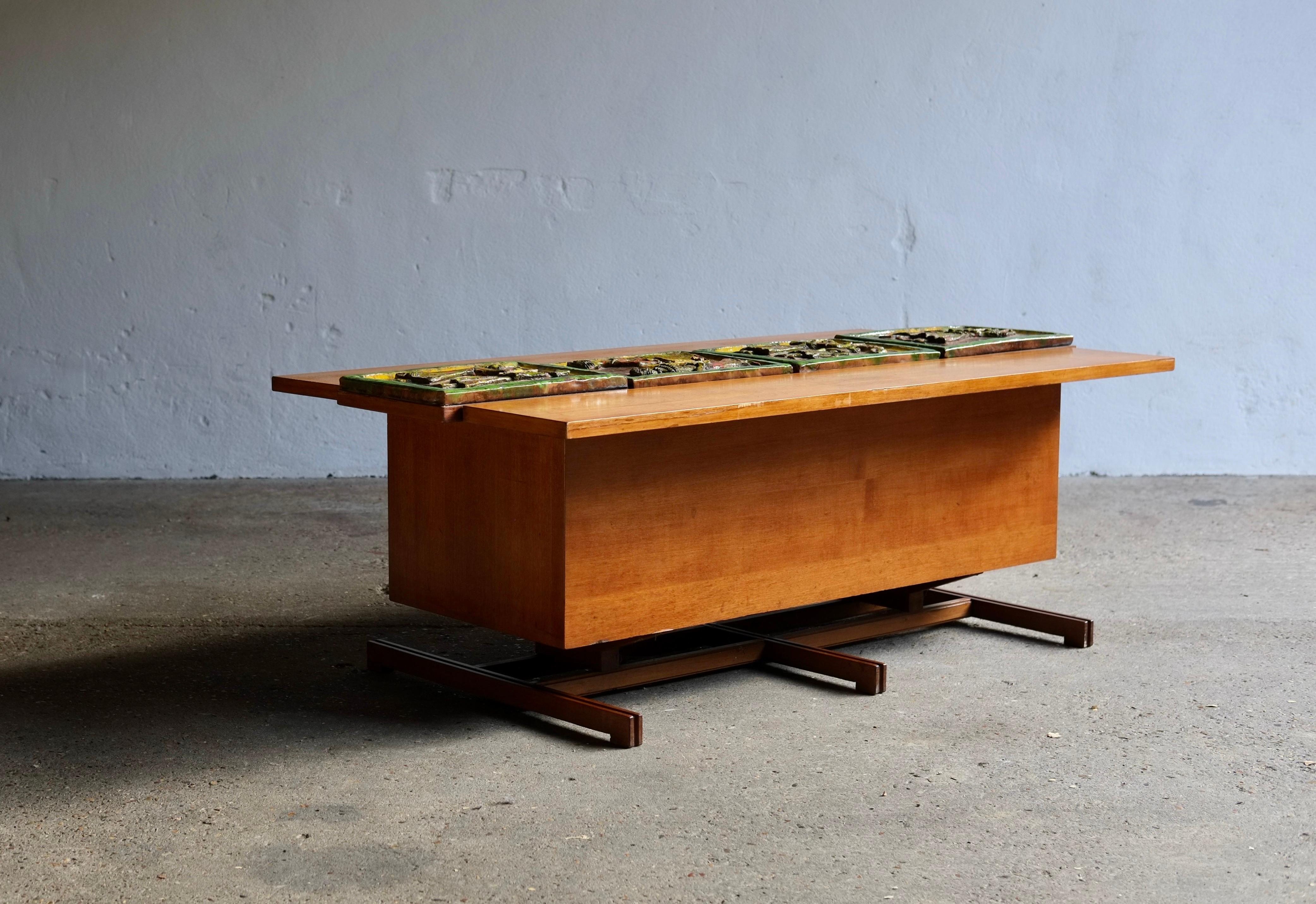 Italian Tiled Cocktail Coffee Table For Sale at 1stDibs