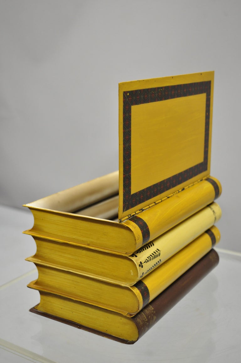 Italian Tole Metal Toleware Faux Stacked Book Form Desk Table Top ...