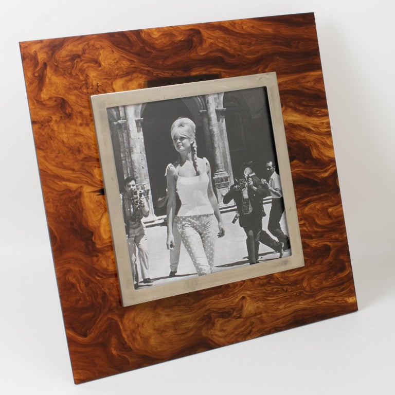 Italian Tortoiseshell Lucite and Chrome Picture Frame, 1970s For Sale ...