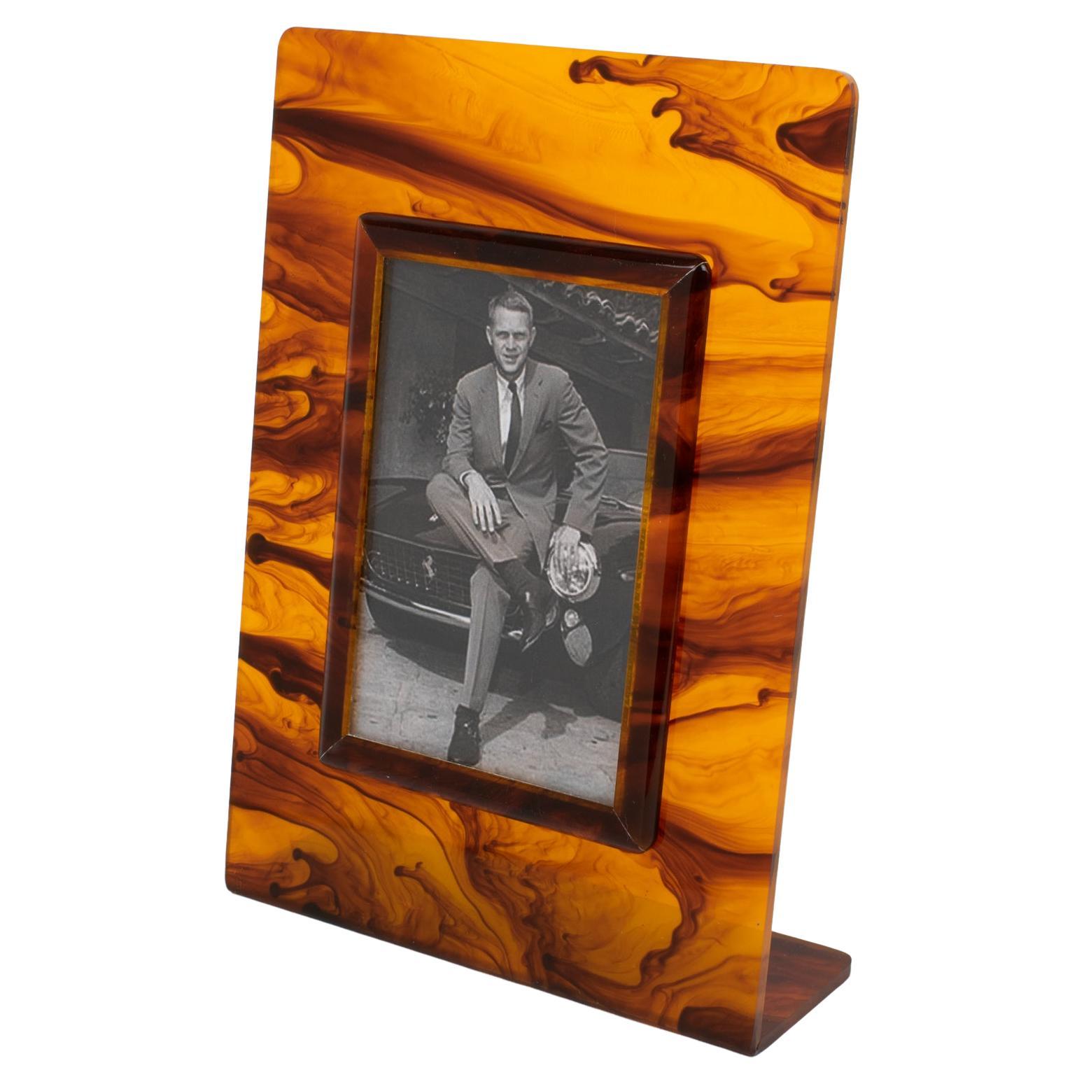 Italian Tortoiseshell Lucite Picture Frame, 1970s For Sale at 1stDibs