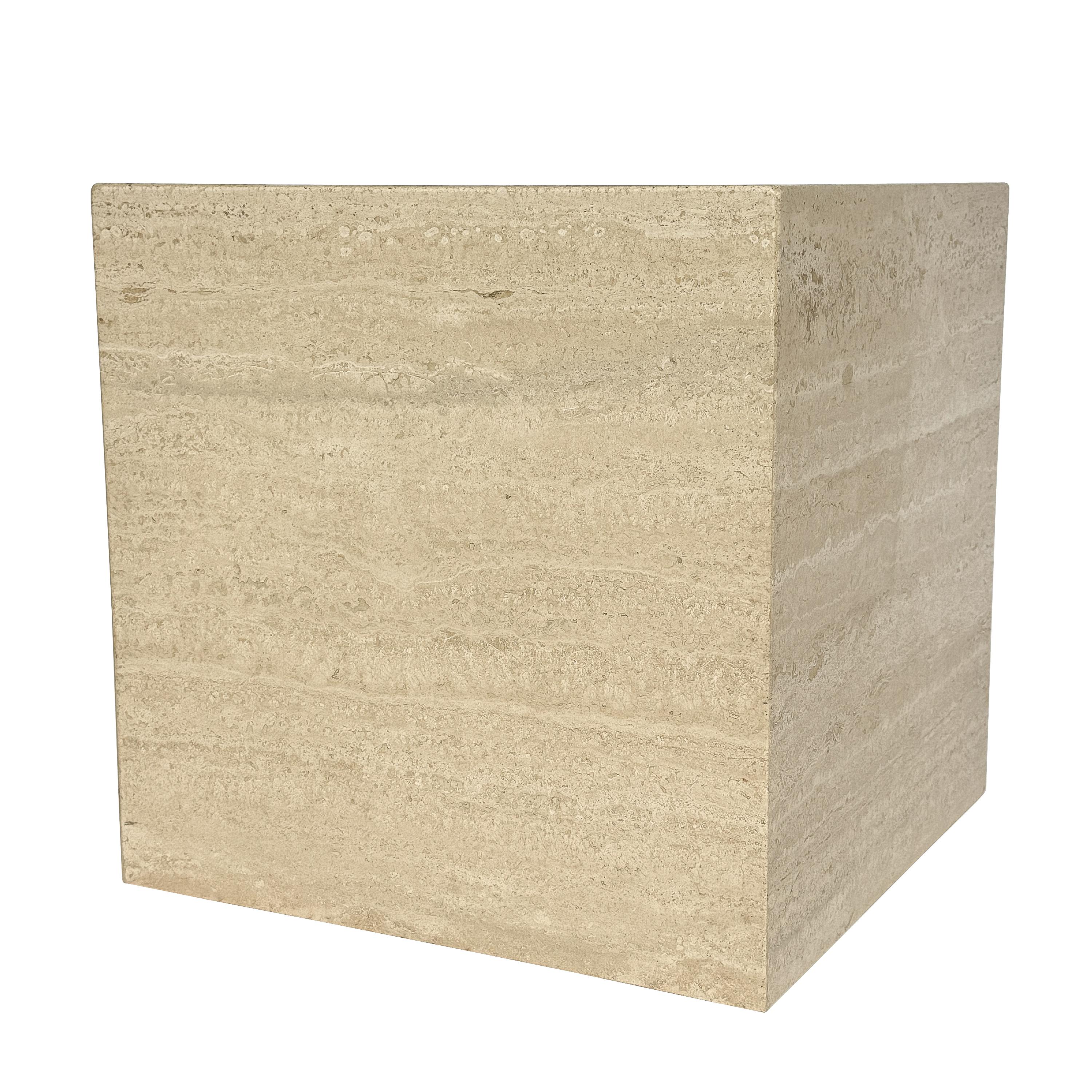 Italian Travertine 16 Inch Cube Side Table For Sale at 1stDibs
