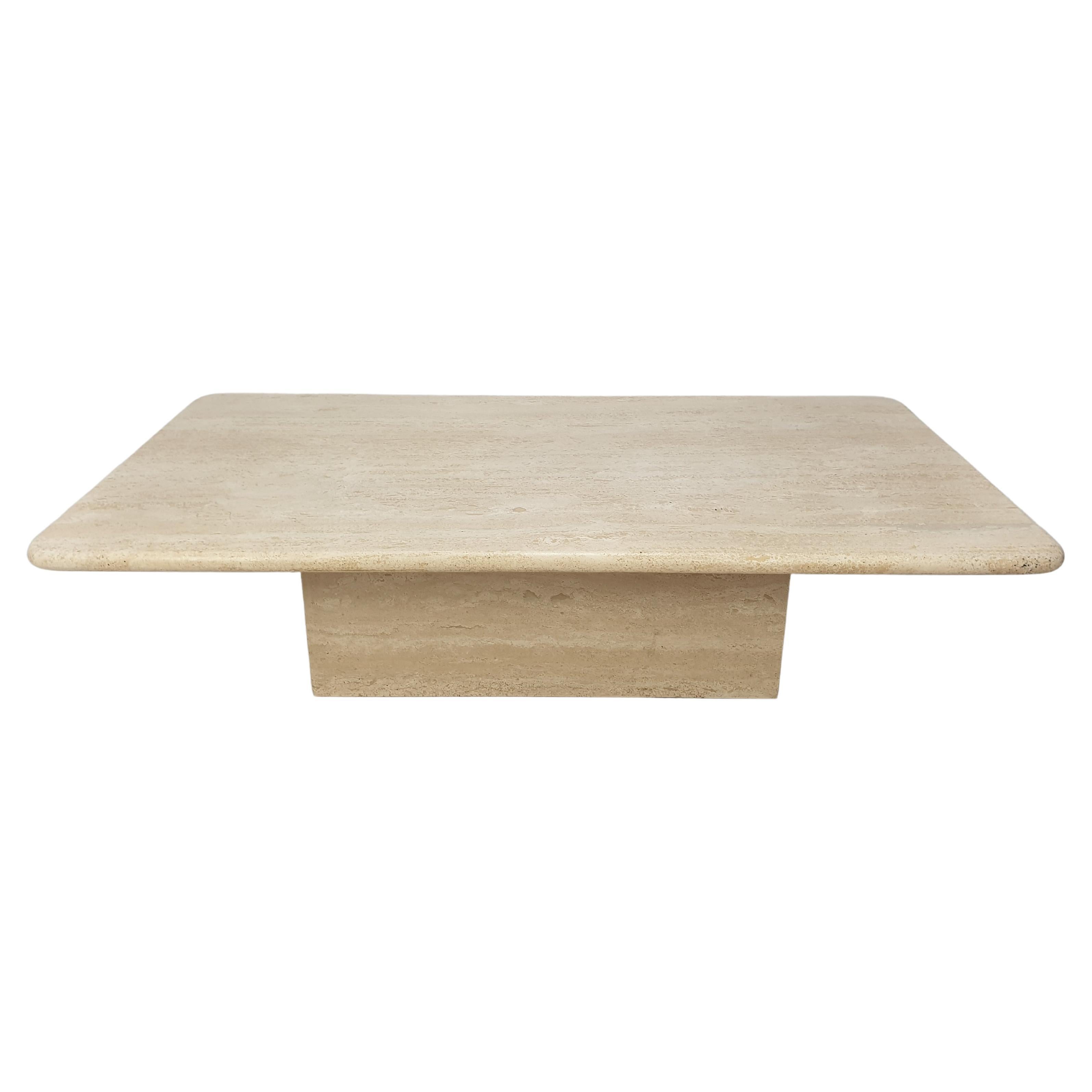 Minimalist Two Tier Travertine Marble Coffee Table, 1980s at 1stDibs