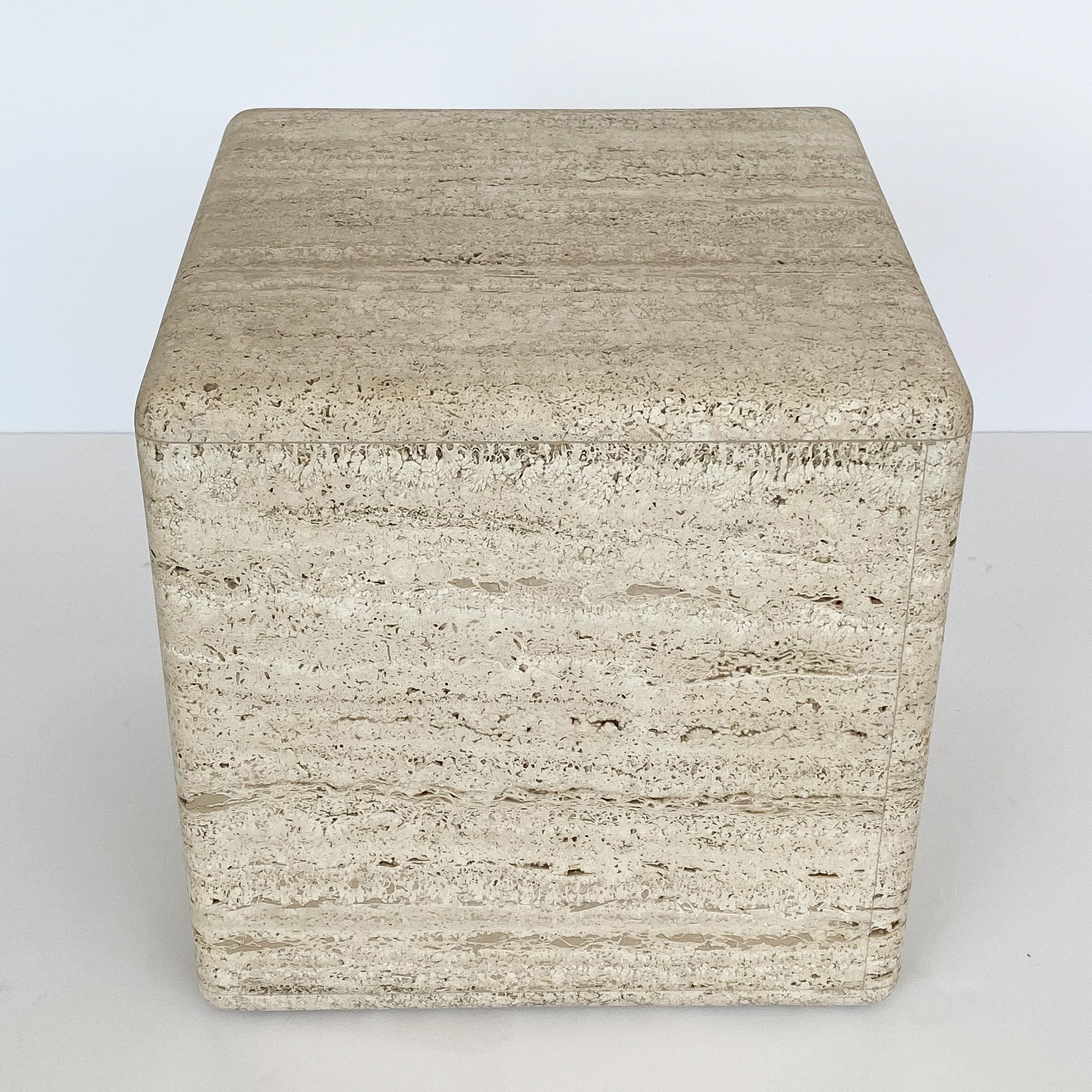 Italian Travertine Cube Side Table at 1stDibs | travertine cube table ...