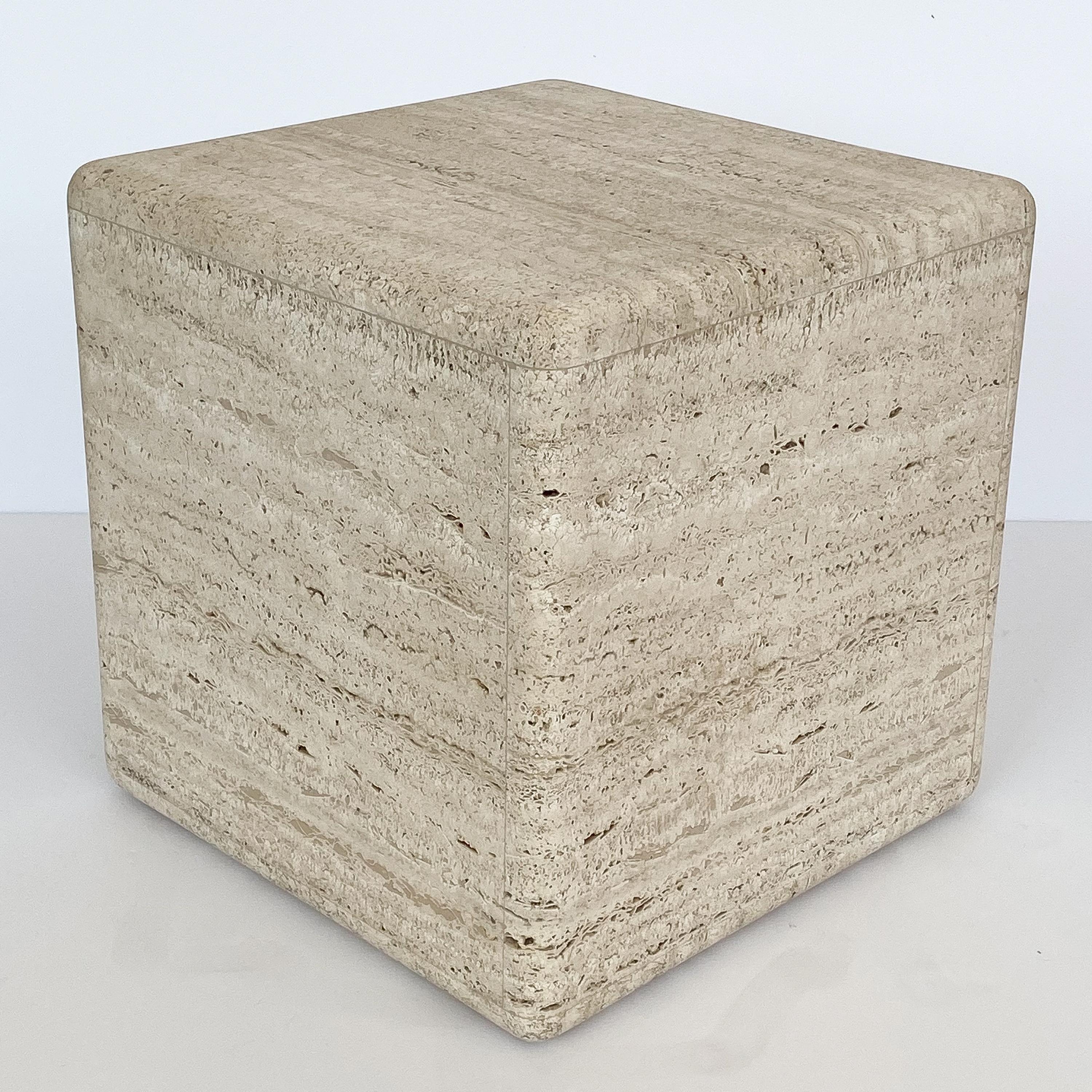 Italian Travertine Cube Side Table at 1stDibs | travertine cube table ...