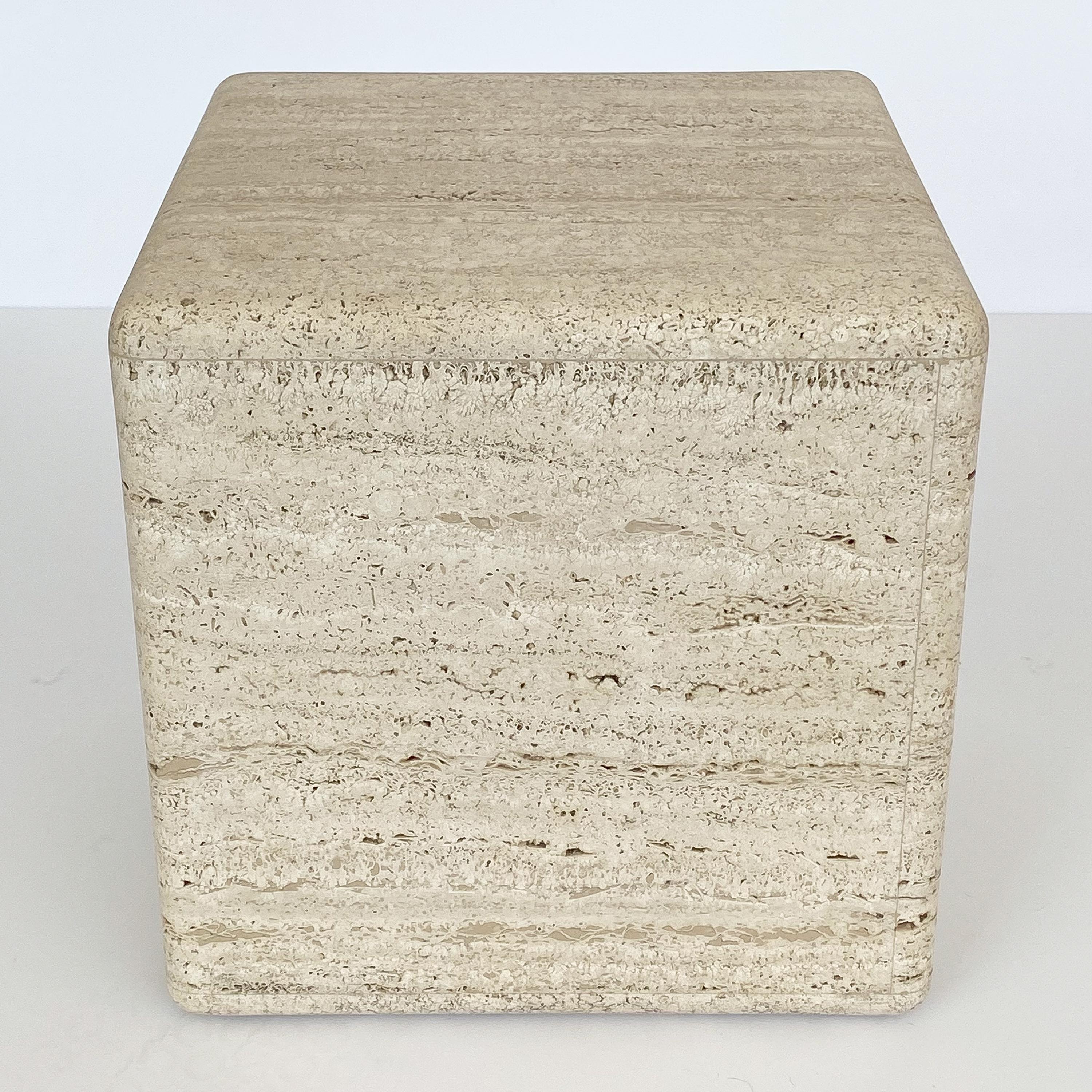 Italian Travertine Cube Side Table at 1stDibs | travertine cube table ...